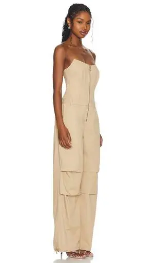 Retrofete Cotton Jumpsuit With Boned Bodice And Drawstring Hem