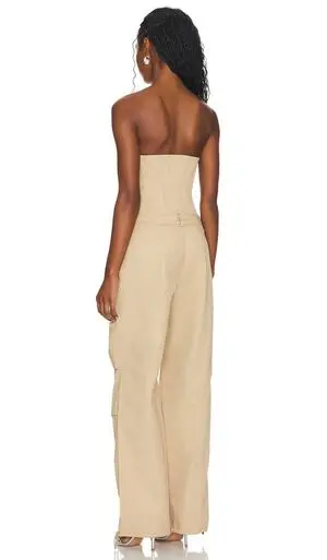 Retrofete Cotton Jumpsuit With Boned Bodice And Drawstring Hem