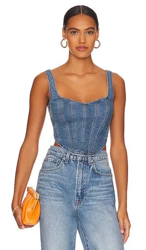 Bardot Denim Corset Bustier