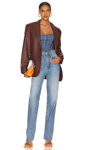 Bardot Denim Corset Bustier