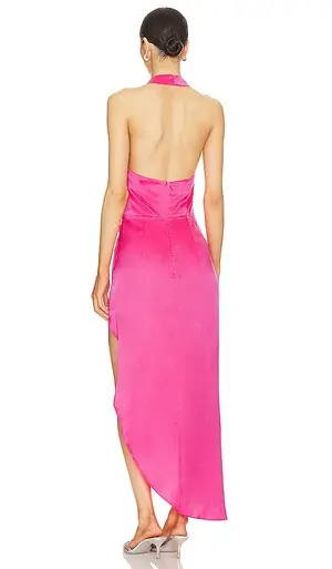 ELLIATT Asymmetrical Satin Midi Dress