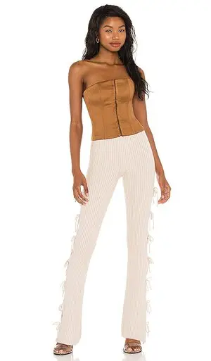 GUIZIO Satin Corset Top - Cognac