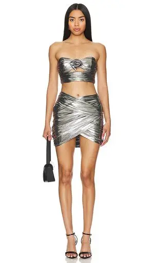 Nbd Milana Ruched Metallic Mini Skirt