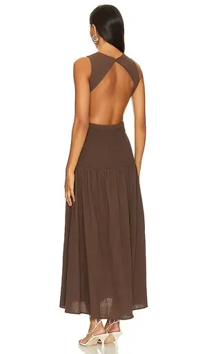 SNDYS. Lottie Maxi Dress - Chocolate