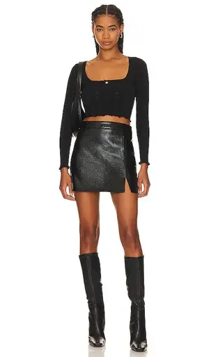 Steve Madden Cameron Croc Embossed Leather Mini Skirt