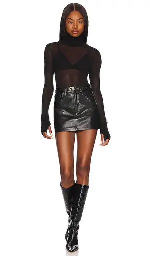 Enza Costa Mesh Cuffed Turtleneck