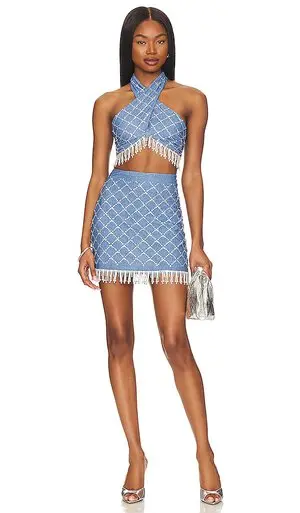 Beach Riot X Revolve Cassie Mini Skirt In Crystal Embellished Denim