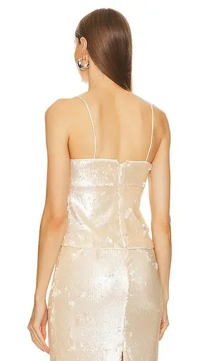 LOVERS AND FRIENDS X Bridget Lilium Sequin Top - Beige