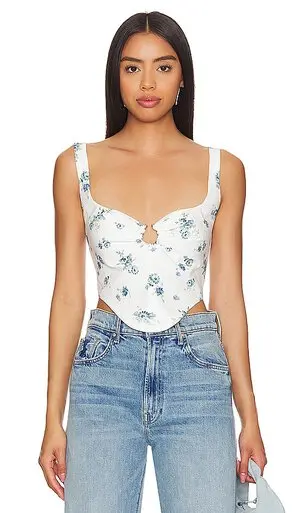 Bardot Cello Bustier With Floral Print And U-ring Detail