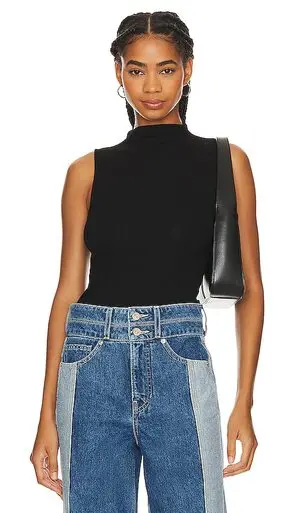 Enza Costa Silk Knit Rib Sleeveless Mockneck