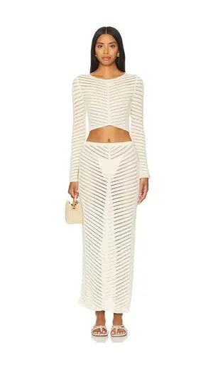 Devon Windsor Raya Crochet Knit Top - Cream