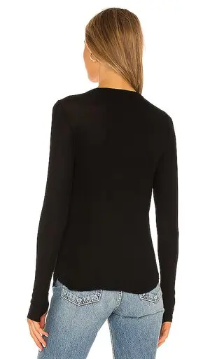 Michael Lauren Alick Rib Knit Long Sleeve Tee - Black