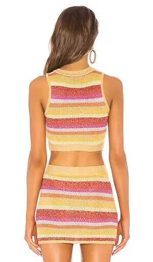 LOVERS AND FRIENDS Sunset Striped Knit Crop Sweater