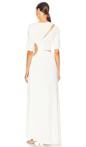 SID NEIGUM Gathered Slit Maxi Dress