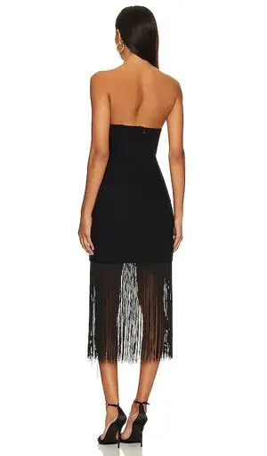 Amanda Uprichard Puzzle Strapless Dress With Fringe Hem