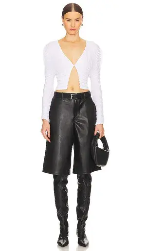 SID NEIGUM Cropped Knife X Box Pleated Cardigan