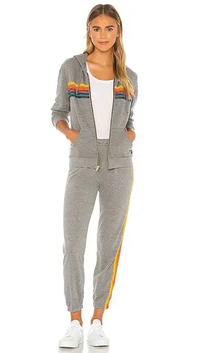 Aviator Nation 5 Stripe Zip Hoodie