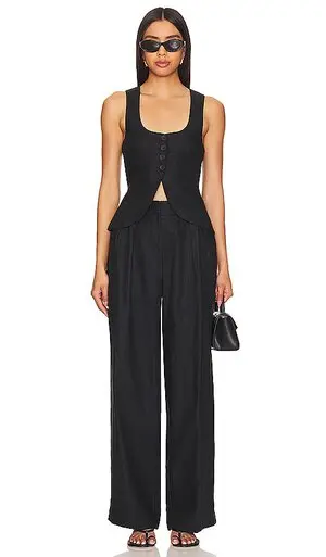 Faithfull The Brand Duomo Wide Leg Linen Trousers - Black