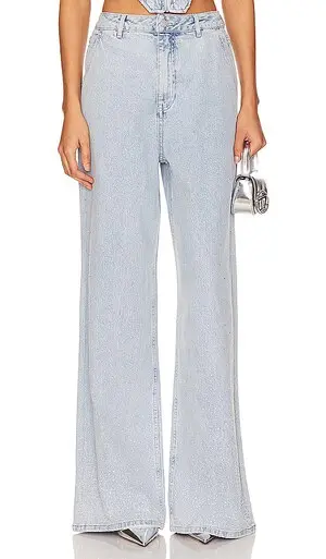 AFRM X Revolve Ronny Wide Leg Jeans With Crystal Embellishments