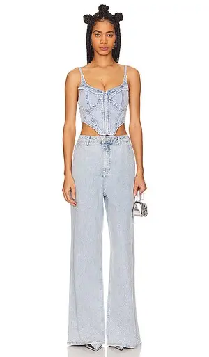 AFRM X Revolve Ronny Wide Leg Jeans With Crystal Embellishments