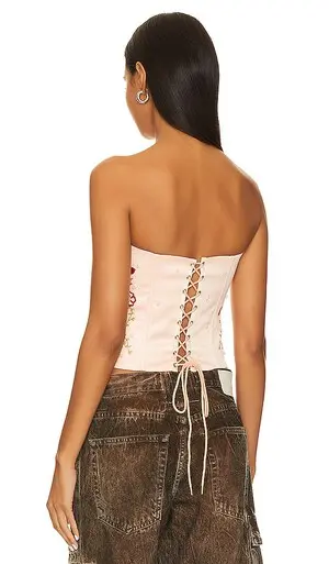GUIZIO Meadows Corset With Floral Embroidery And Boned Bodice