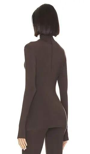 Norma Kamali Slim Fit Long Sleeve Turtle Top