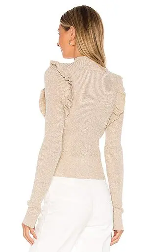 Majorelle Metallic Ruffle Mock Neck Sweater
