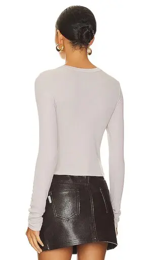 Enza Costa Silk Knit Long Sleeve Top - Beige