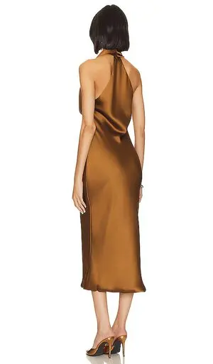 Norma Kamali Halter Drape Midi Dress