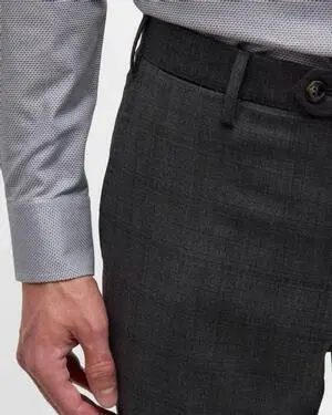 Giorgio Armani Apos;s Brushed Wool Plaid Classic Fit Suit - Grey