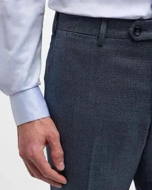 Giorgio Armani Apos;s Micro-squares Wool Classic Fit Suit - Blue