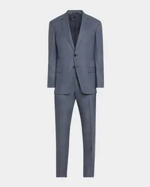 Giorgio Armani Men & Apos;s Micro-squares Wool Classic Fit Suit Medium Blue