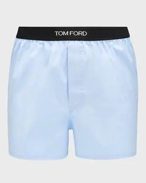 TOM FORD Men & Apos;s Cotton Poplin Stretch Boxer Shorts Ltblue