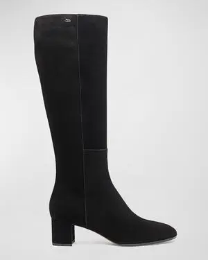 Santoni Santoni Suede Knee Boots - Black