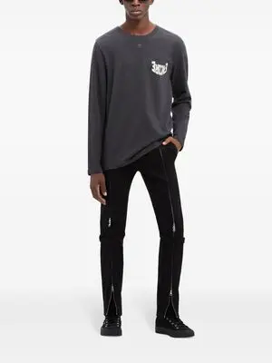 COURREGES Encore Long-sleeved Cotton T-shirt - Grey