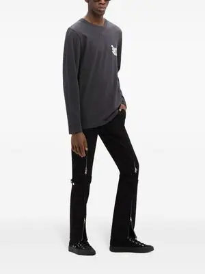 COURREGES Encore Long-sleeved Cotton T-shirt - Grey