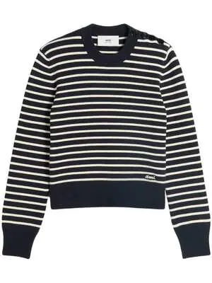 Ami Striped-pattern Sweater - Blue
