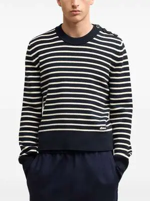 Ami Striped-pattern Sweater - Blue