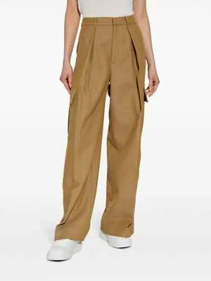 Burberry Pleat-detail Wool Cargo Trousers - Neutrals