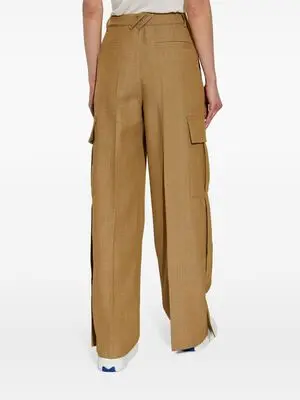 Burberry Pleat-detail Wool Cargo Trousers - Neutrals