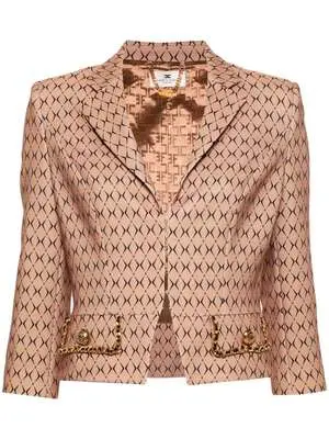 Elisabetta Franchi Diamond-print Cropped Jacket