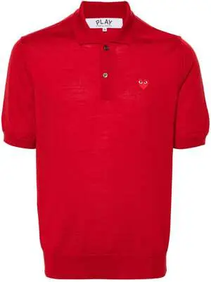 Play Comme Des Garcon Heart-patch Wool Polo Shirt - Red