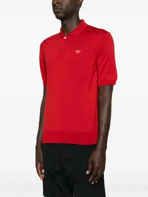 Play Comme Des Garcon Heart-patch Wool Polo Shirt - Red