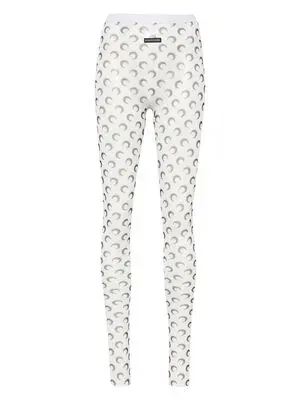 MARINE SERRE Crescent Moon Print Tights - White
