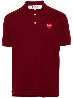 Play Comme Des Garcon Heart-patch Cotton Polo Shirt - Red