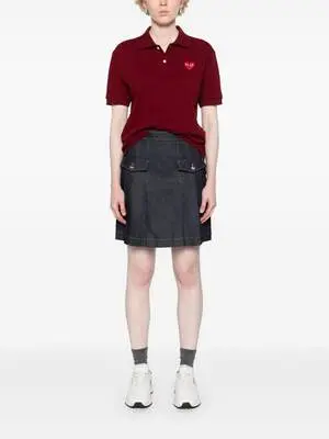 Play Comme Des Garcon Heart-patch Cotton Polo Shirt - Red