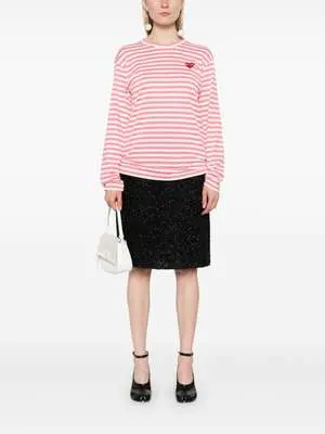 Play Comme Des Garcon Striped Long Sleeve T-shirt - Pink
