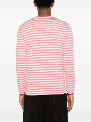 Play Comme Des Garcon Striped Long Sleeve T-shirt - Pink