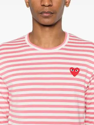 Play Comme Des Garcon Striped Long Sleeve T-shirt - Pink