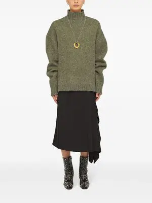 JIL SANDER Wool Draped Midi Skirt